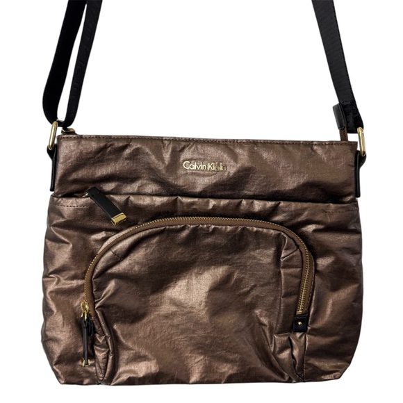 Calvin Klein | Bags | Calvin Klein Nylon Bronze Metallic Brown Gold ...